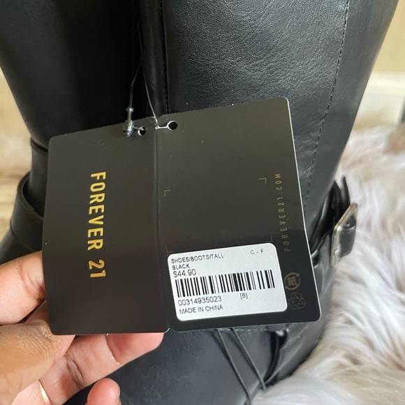 Forever 21 | Shoes | Faux Leather Black Midsized Forever 2 Cowboy Boots ...